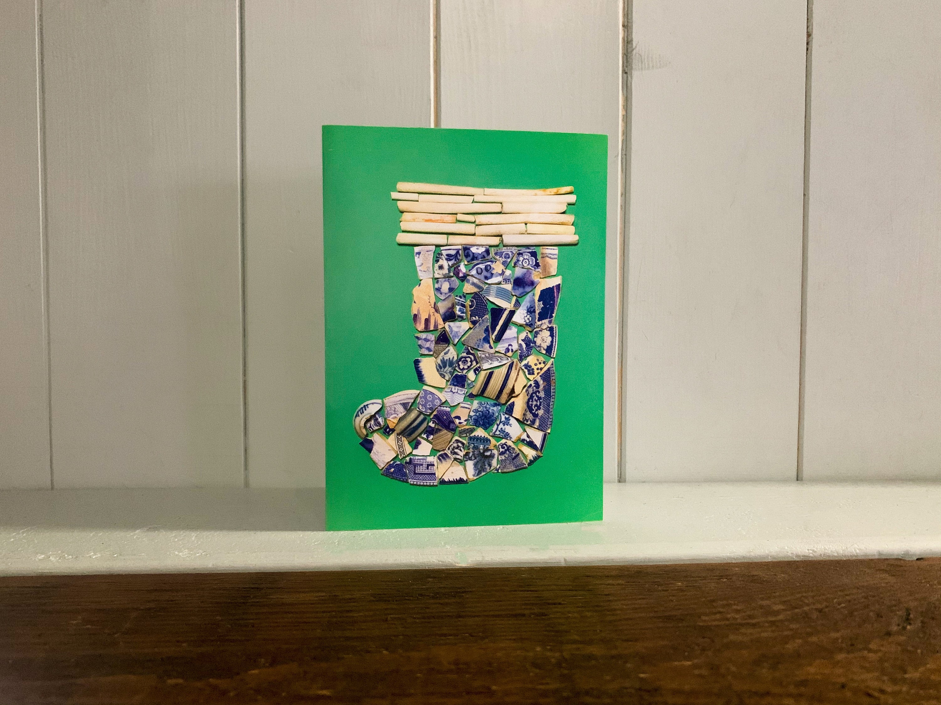 Mudlark Pottery Sherd Stocking Christmas Card A6 Thames Finds Clay Pipe ...