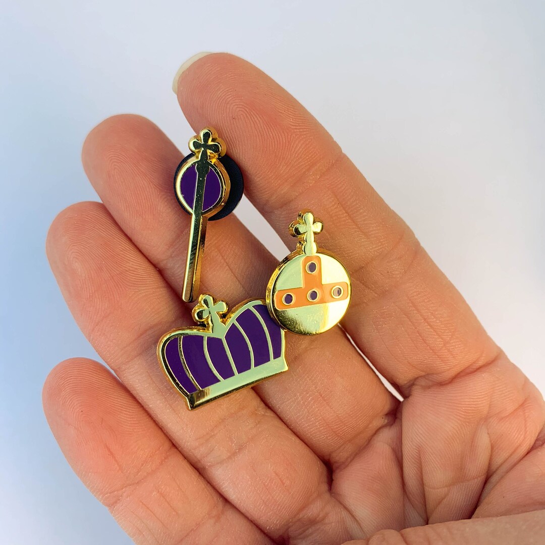 3 Mini Pins - Sceptre, Orb and Crown Royal Coronation Enamel Lapel ...