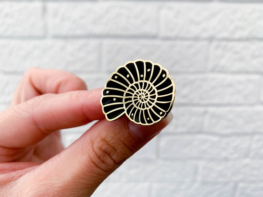 Ammonite Black & Gold Fossil Enamel Lapel Pin Badge Brooch - Etsy