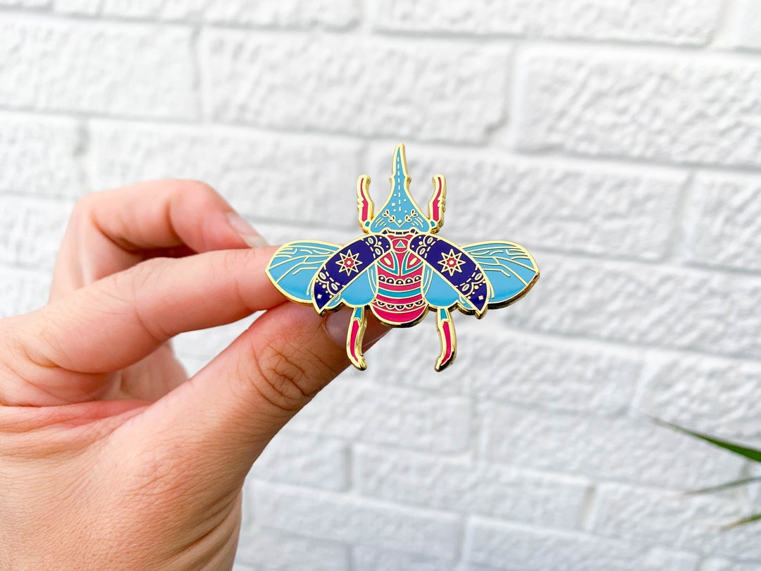 The Hercules - Celestial Pastel Beetle Insect Enamel Lapel Pin Badge ...