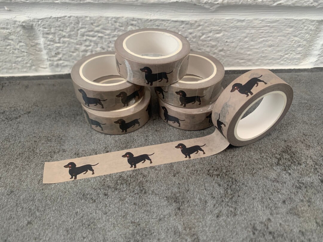 Dachshund Black and Tan Sausage Dog Washi Tape 15mm Wide X 10m Long ...