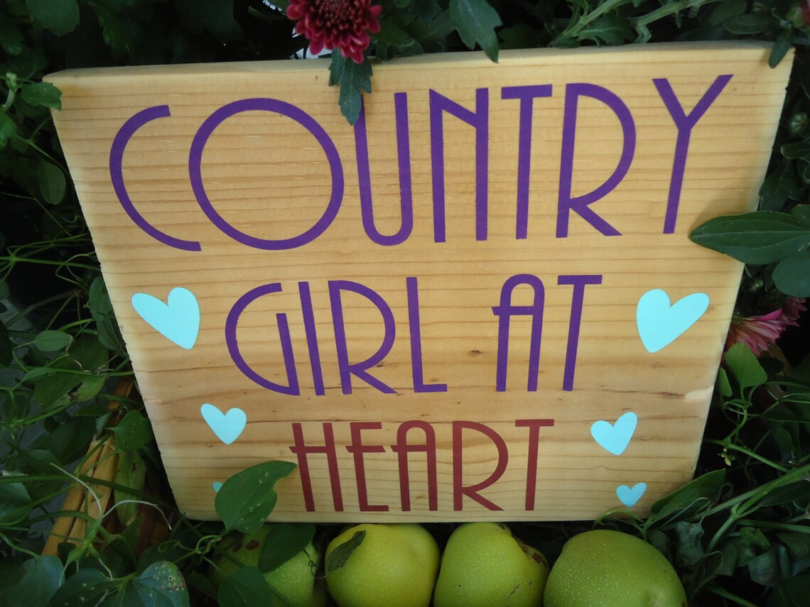 Country Girl at Heart Sign, Country Home Decor, Wooden Signs, Rustic ...