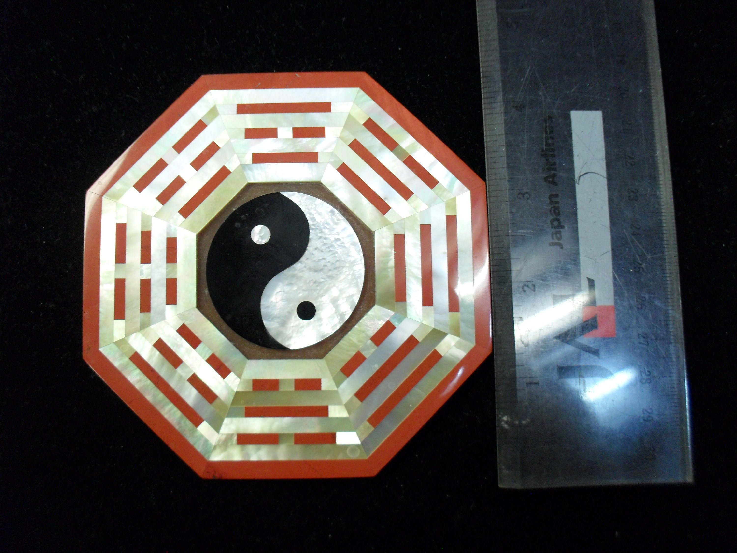 Octogramme Antique Oushak Rug With Rust Ground And Olive Border For