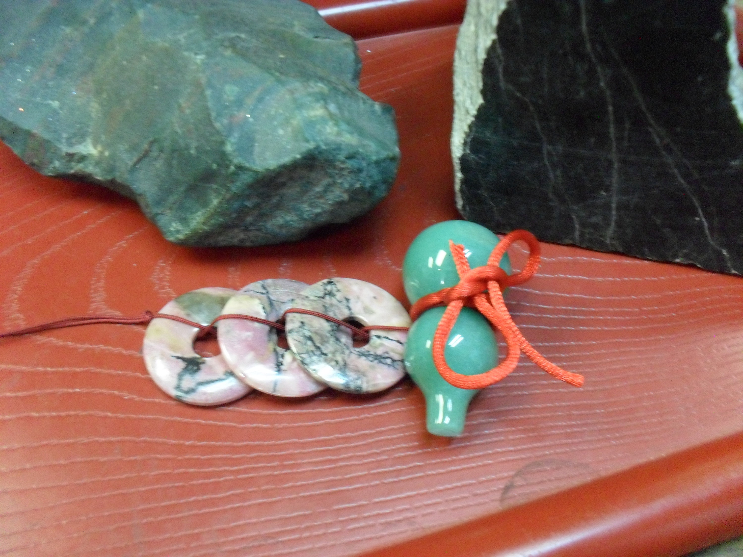 Jade Wu Lou With 3 Rhodonite Coin | Etsy