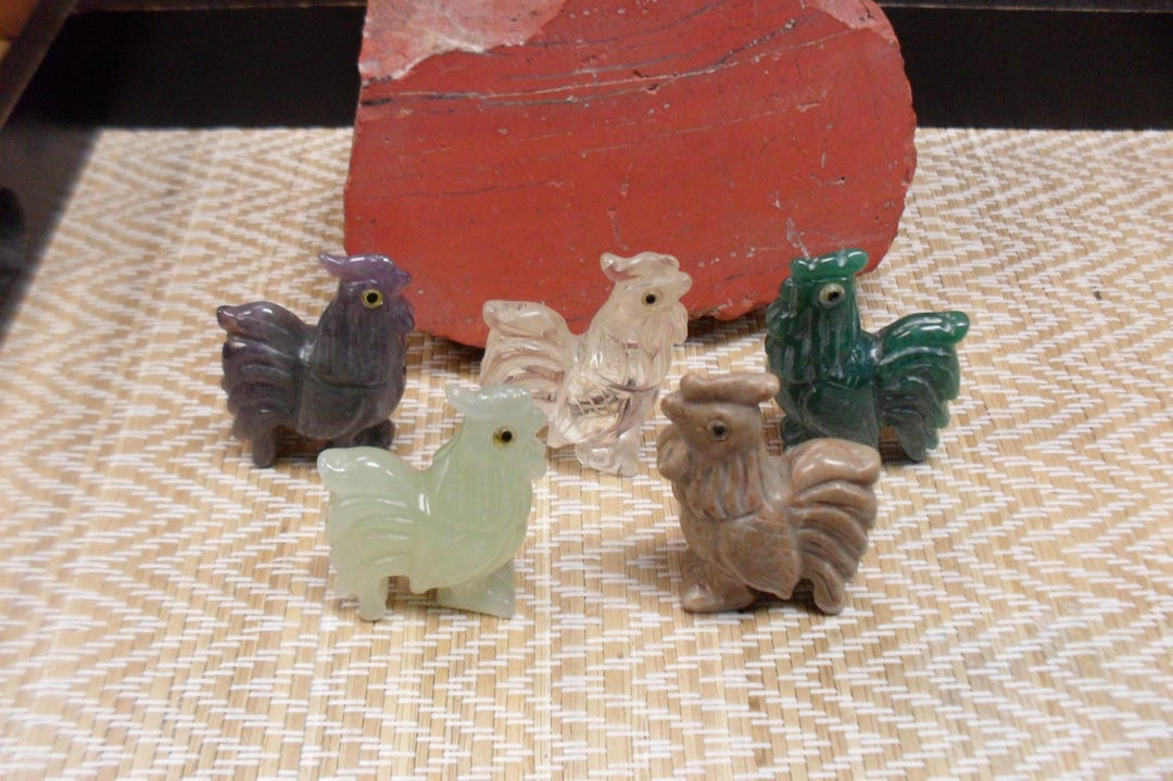 A Set of 5 Stone Rooster - Etsy