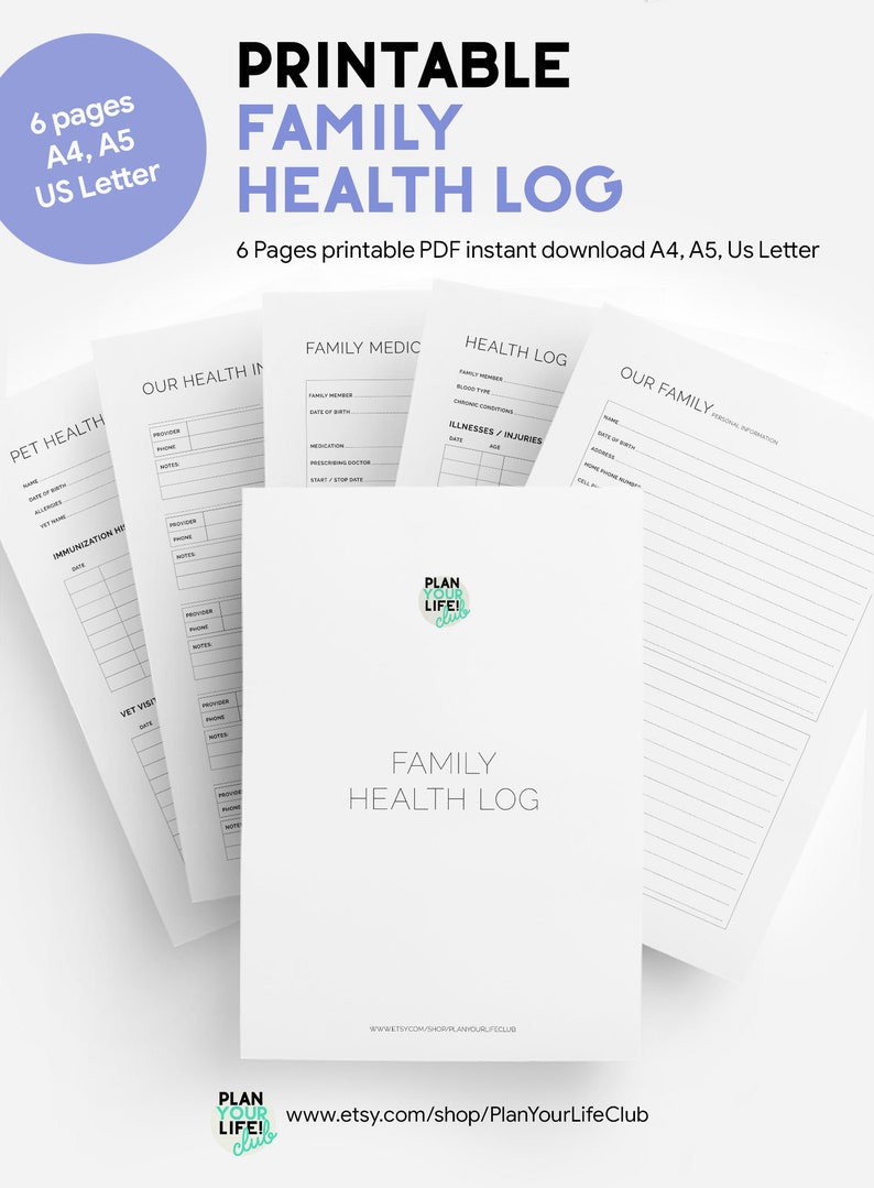 Printable Family Health Log - Etsy