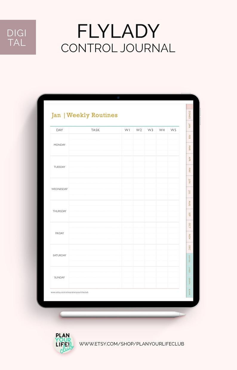 Digital Flylady Control Journal for Goodnotes, Xodo, Noteshelf - Etsy