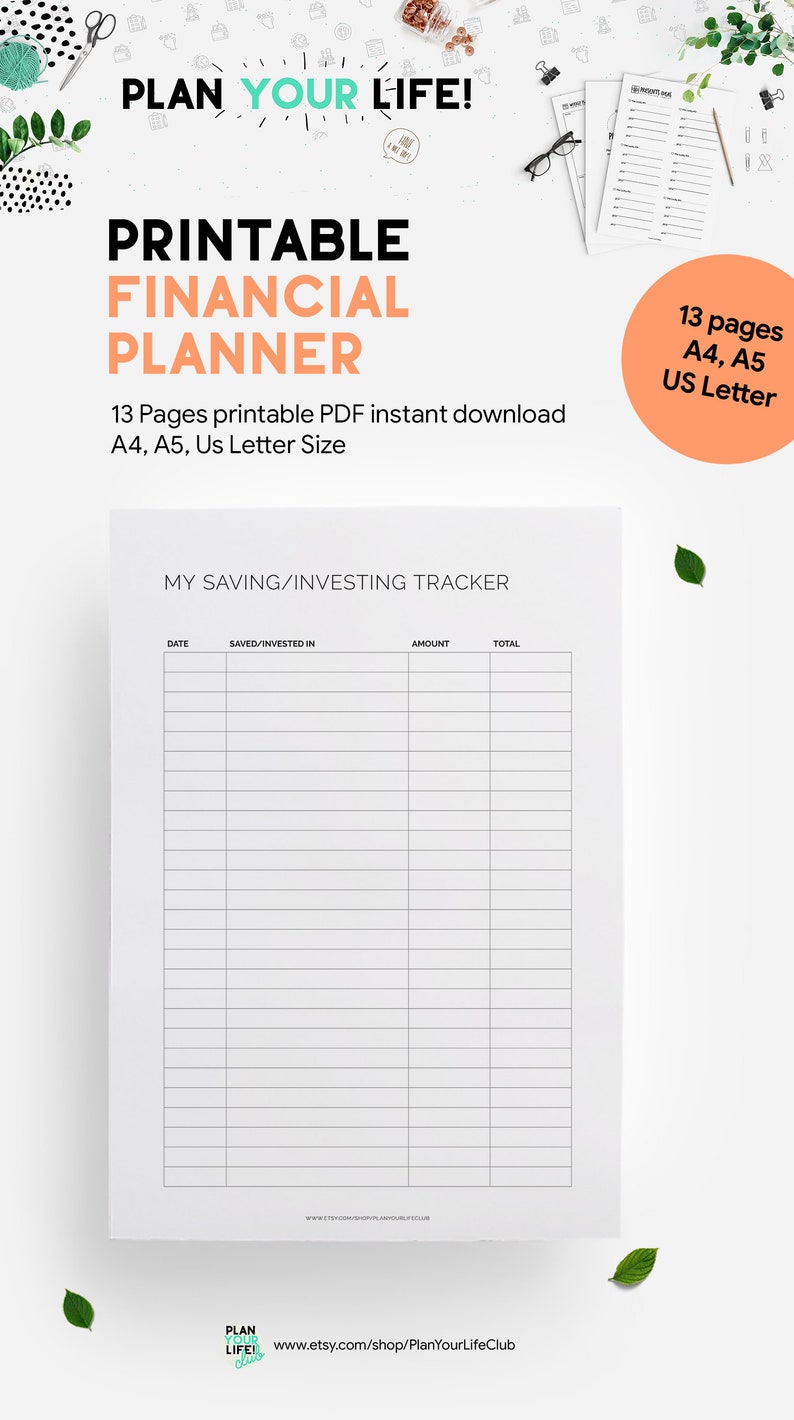 Budget and Financial Planner Printable, A4, A5 and Us Letter Insert - Etsy