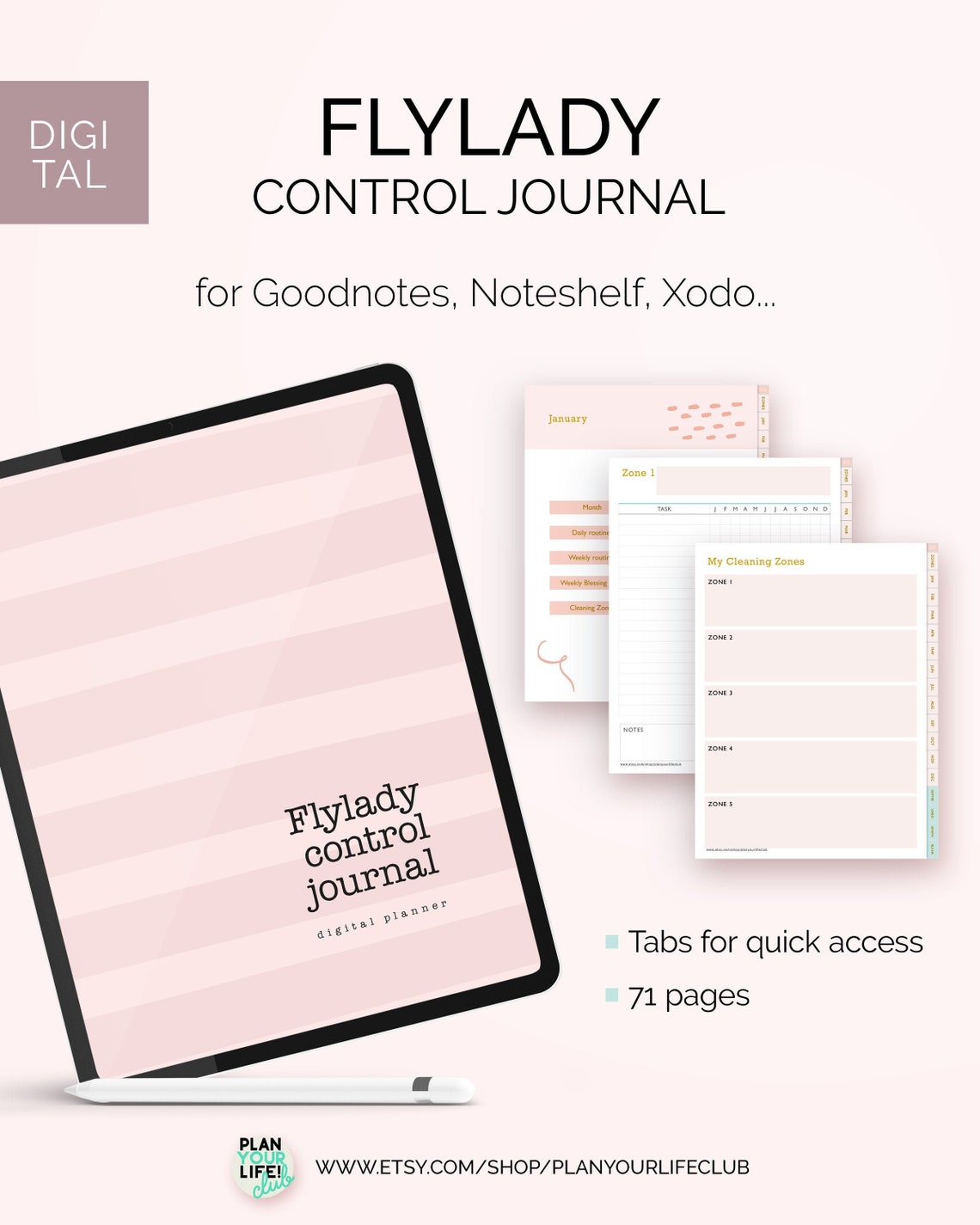 Digital Flylady Control Journal for Goodnotes Xodo Noteshelf - Etsy Norway