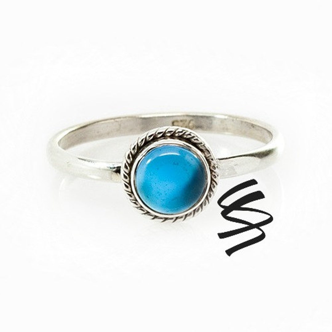 Baby Blue Ring Baby Blue Silver Ring Chalcedony Gemstone - Etsy