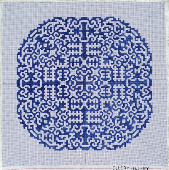 Hand-painted Needlepoint Canvas station Blue - Etsy