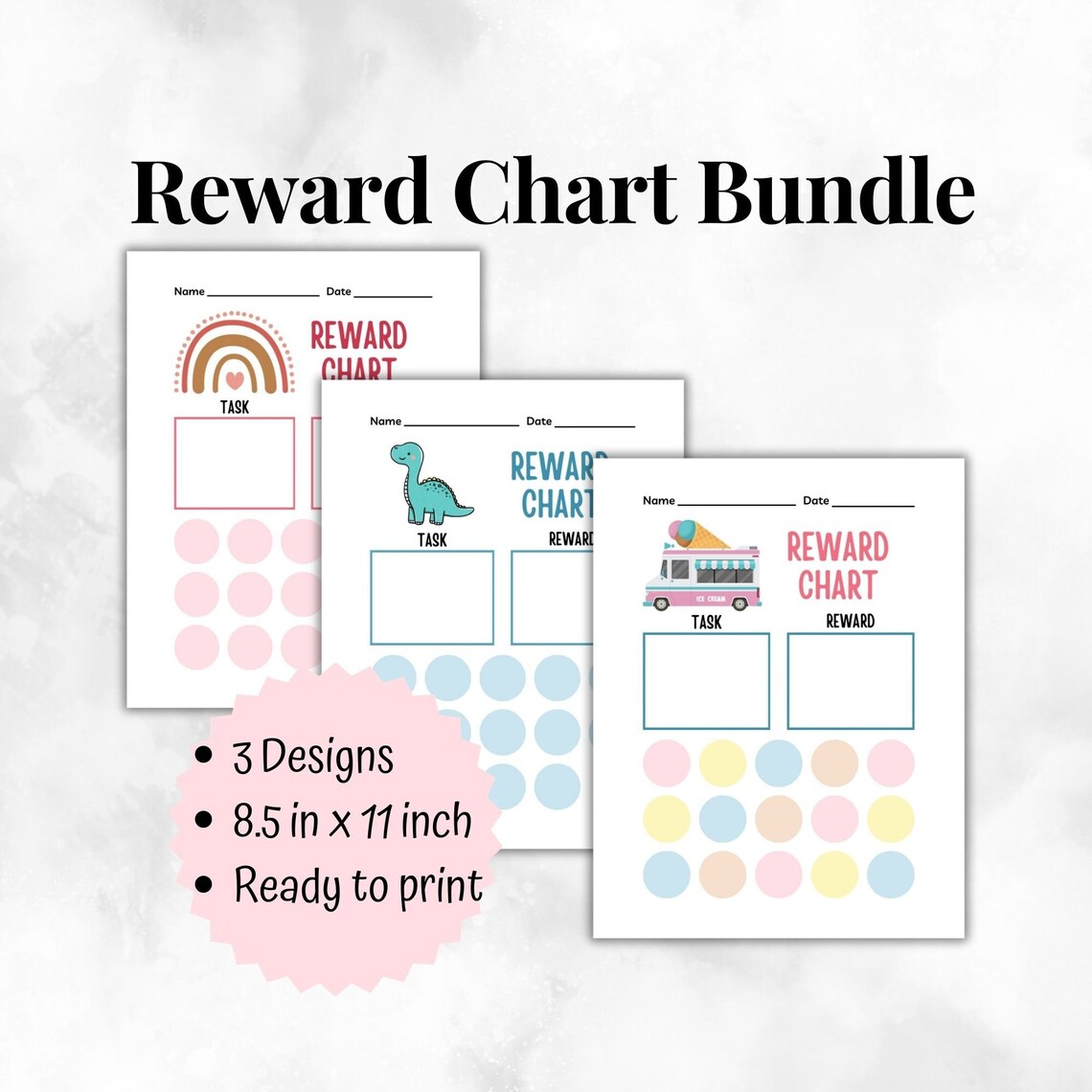 Printable Reward Charts, Rainbow Sticker Chart, Kids Routine Chart ...