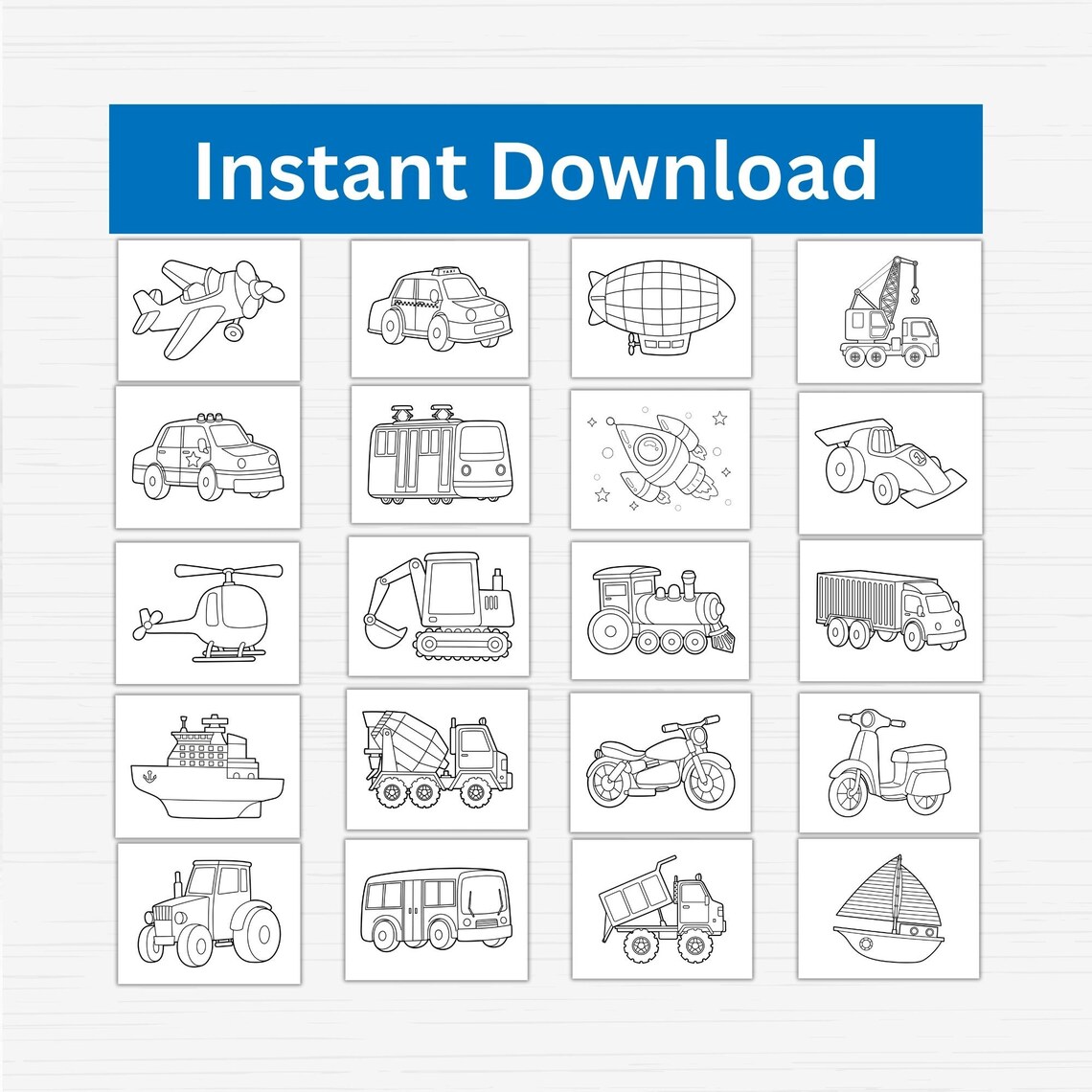 Easy Vehicle Coloring Printable for Kids - Toddler Coloring Pages ...