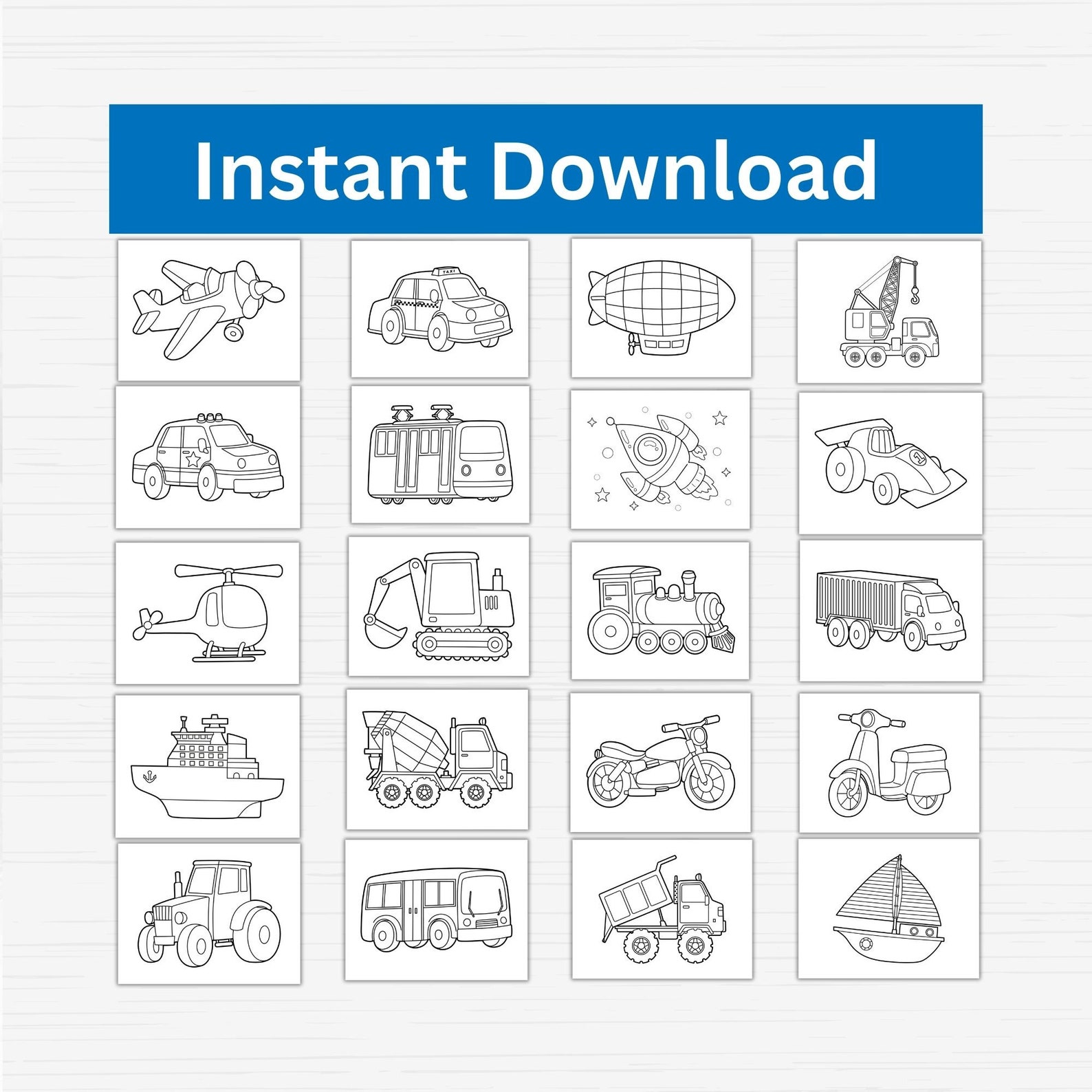 Easy Vehicle Coloring Printable for Kids - Toddler Coloring Pages ...