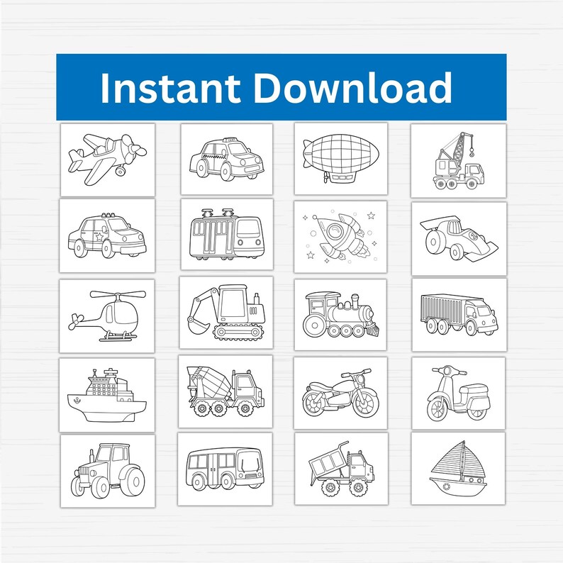 Easy Vehicle Coloring Printable for Kids - Toddler Coloring Pages ...