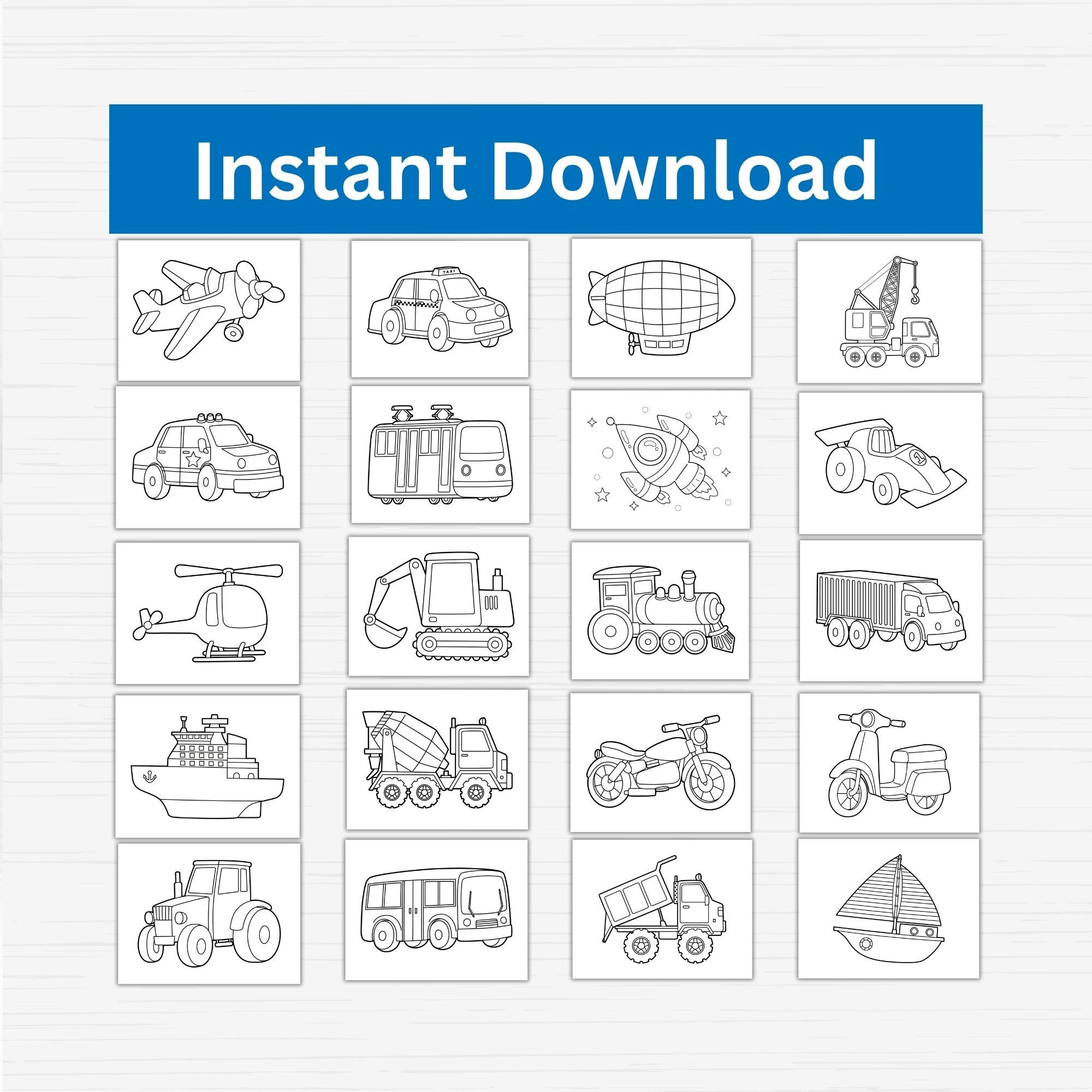 Easy Vehicle Coloring Printable for Kids - Toddler Coloring Pages ...