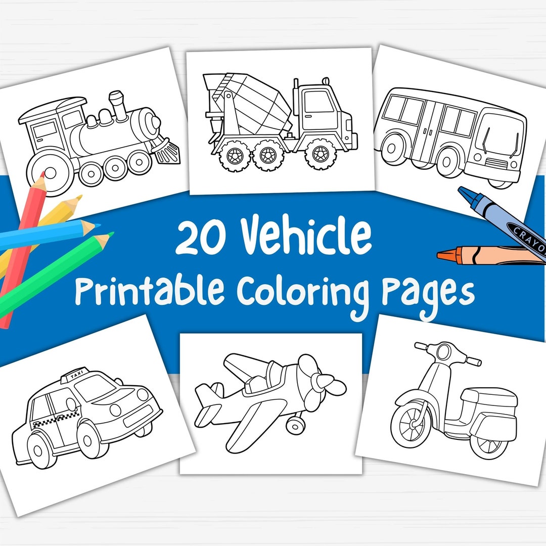 Easy Vehicle Coloring Printable for Kids - Toddler Coloring Pages ...