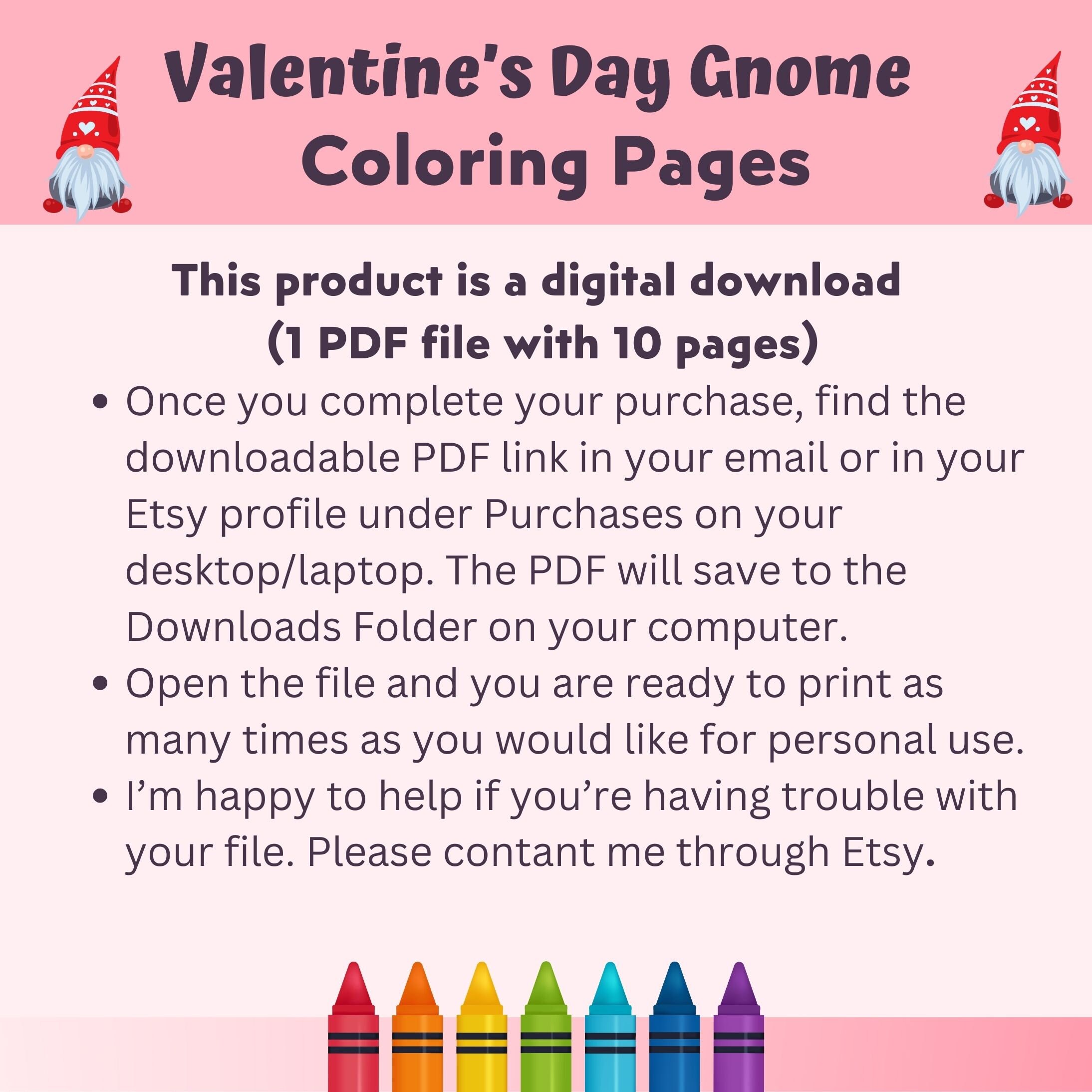 20 Gnome Valentine Coloring Pages for Kids, Valentines Gnome Toddler ...