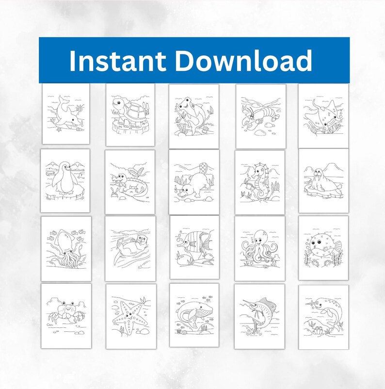 Sea Animal Coloring Printable for Kids - Toddler Coloring Pages, Ocean ...