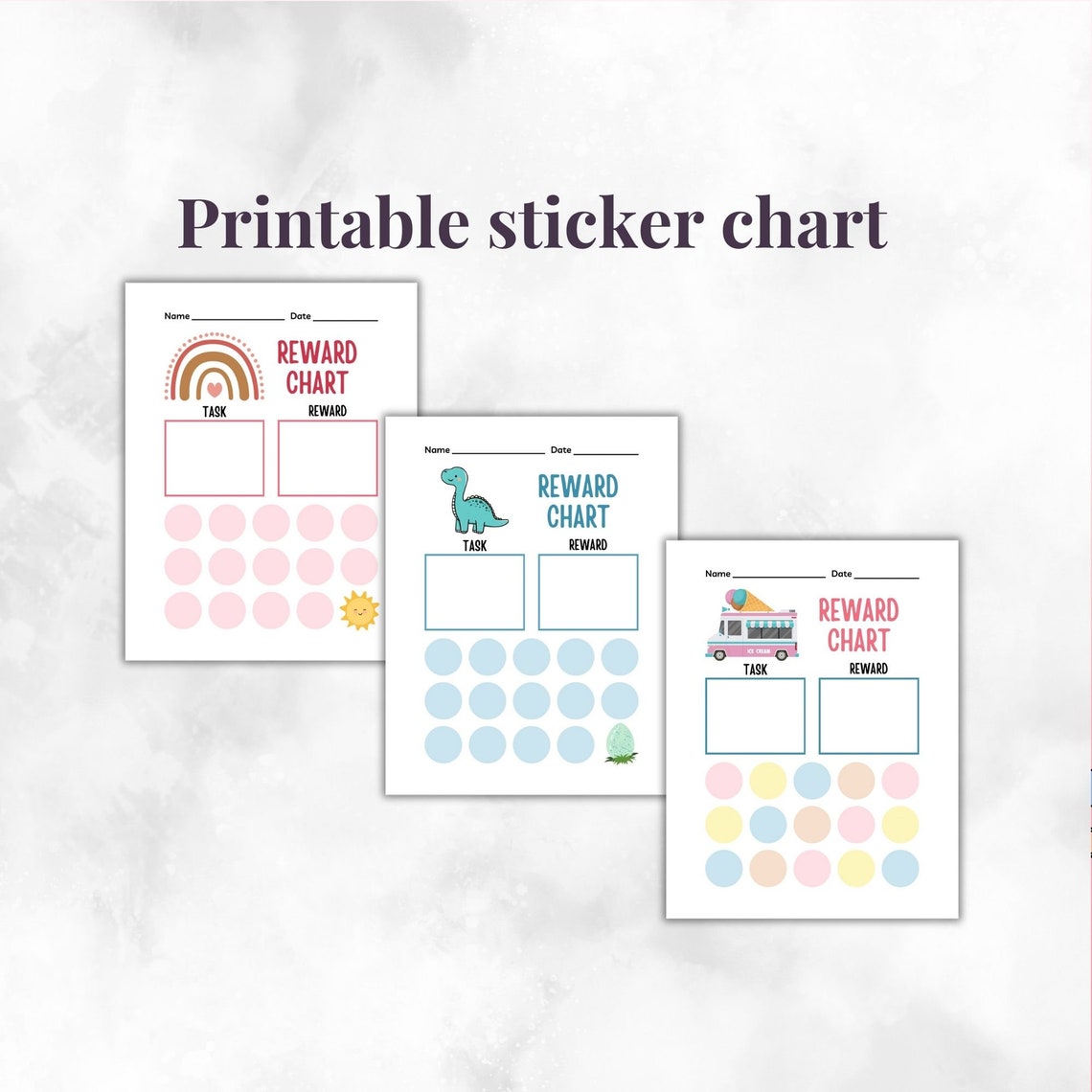 Printable Reward Charts, Rainbow Sticker Chart, Kids Routine Chart ...
