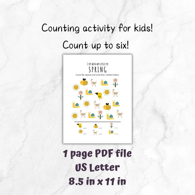 Spring I Spy Game Printable Counting Activity for Kids, I Spy Spring ...