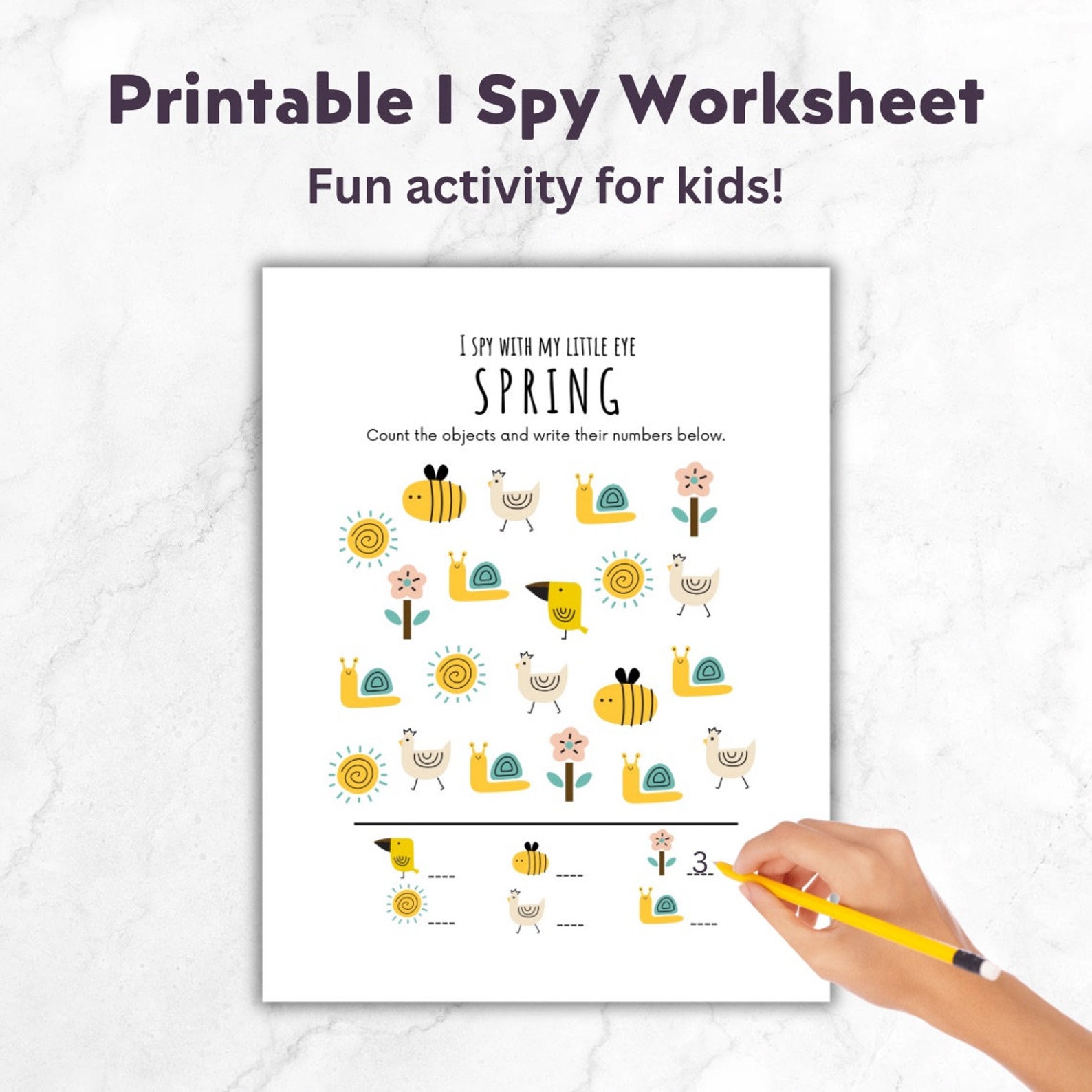 Spring I Spy Game Printable Counting Activity for Kids, I Spy Spring ...