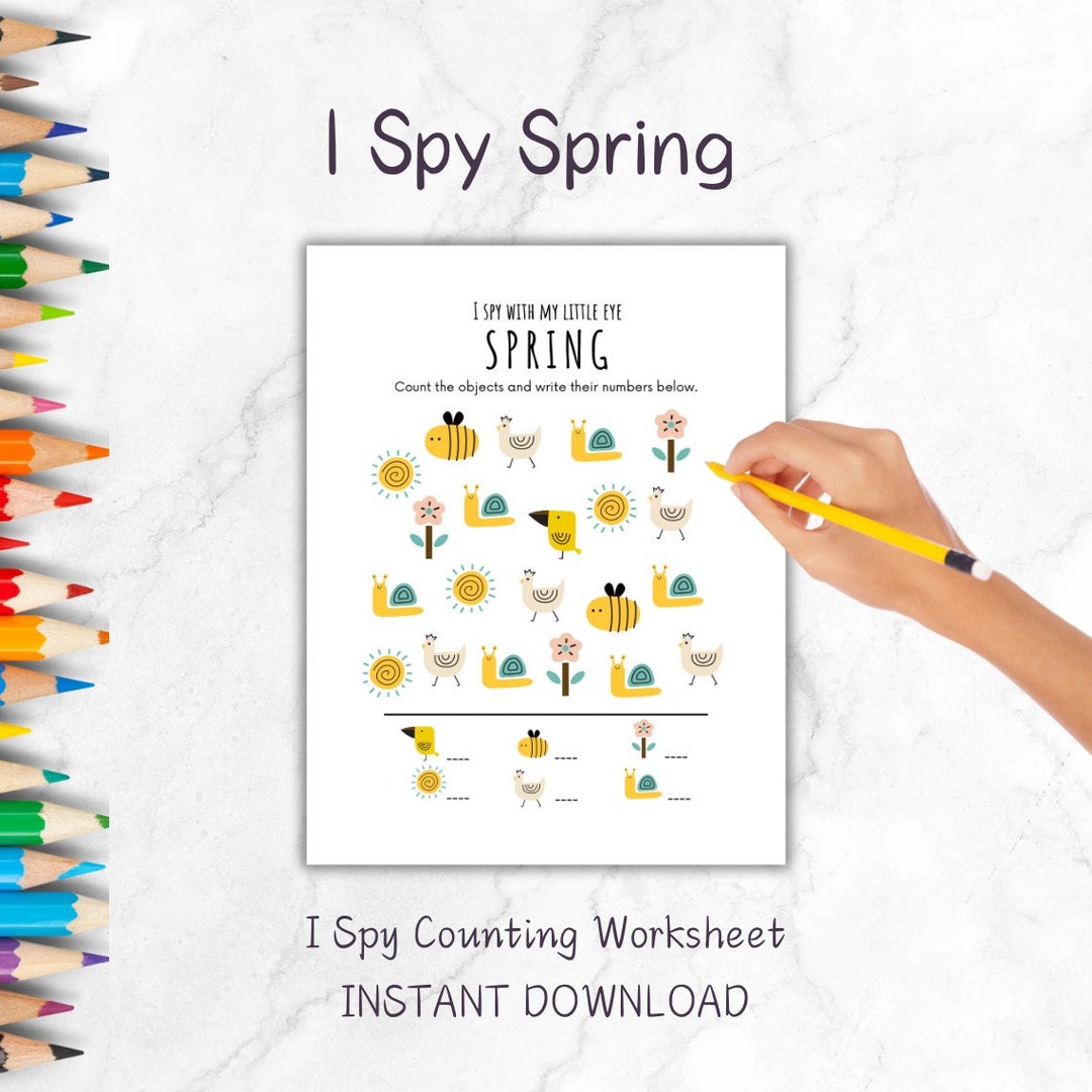 Spring I Spy Game Printable Counting Activity for Kids, I Spy Spring ...