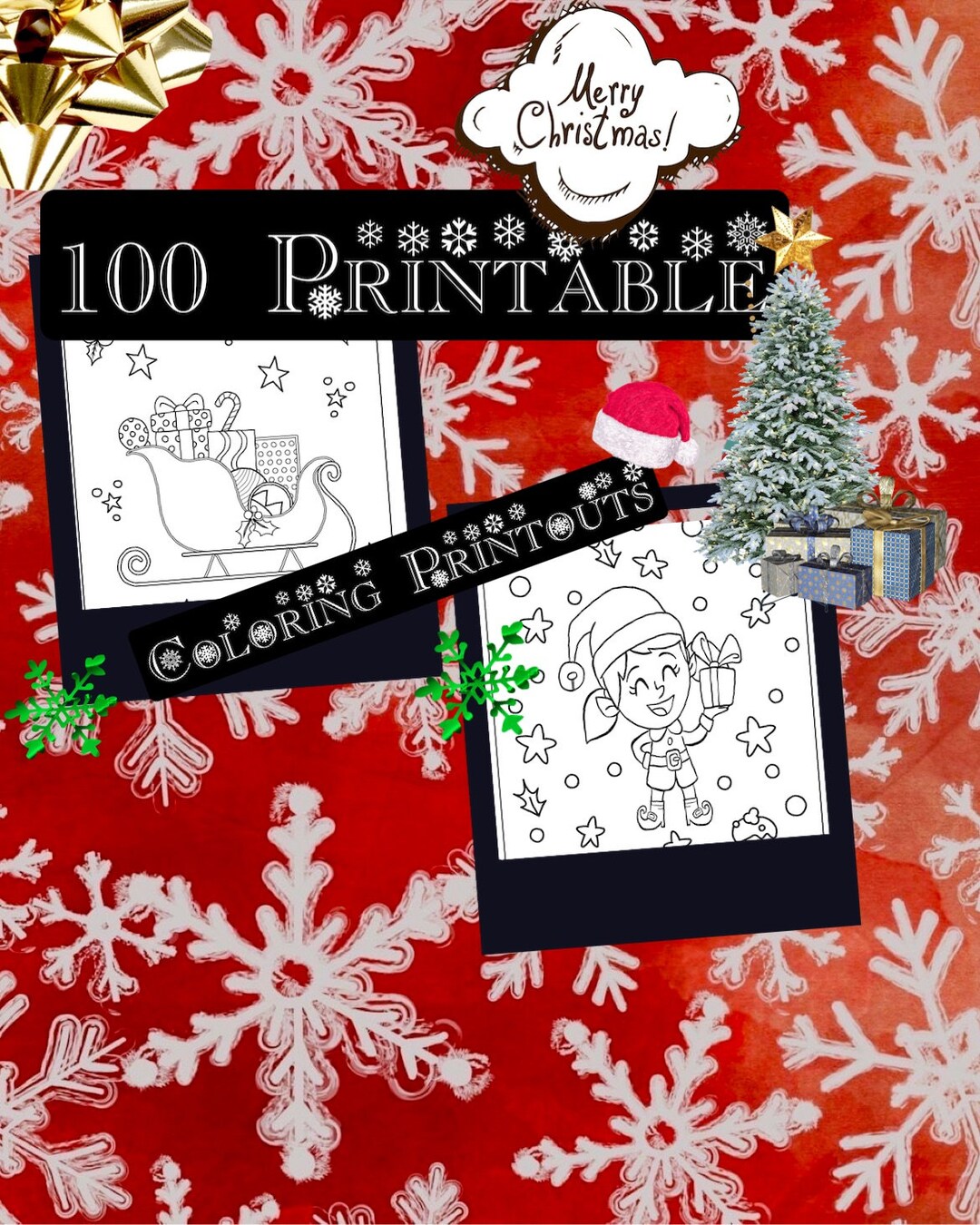 100 Christmas Coloring Sheets - Etsy