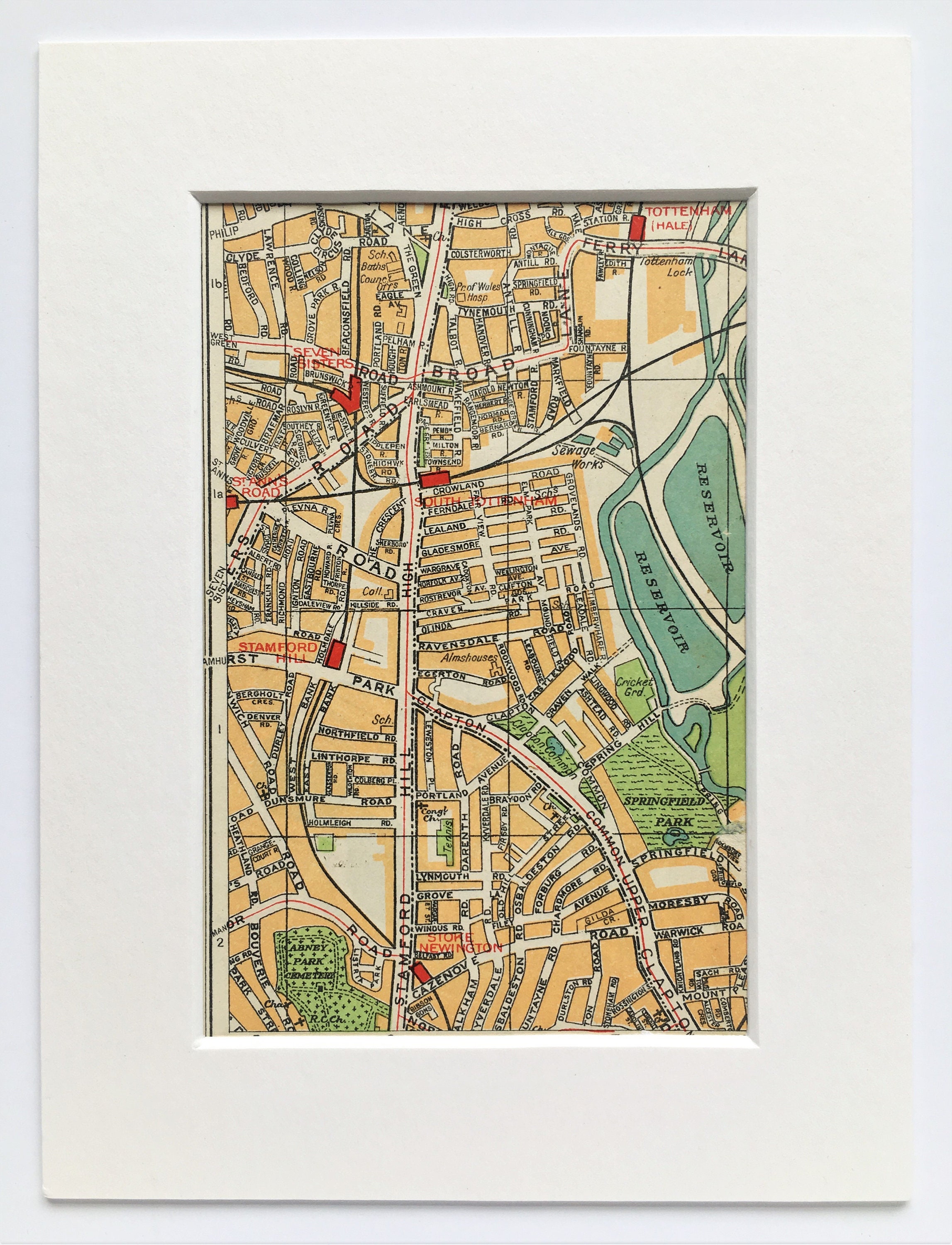 Home & Living Mounted Matted for Framing Vintage 1930s London Map Wall ...