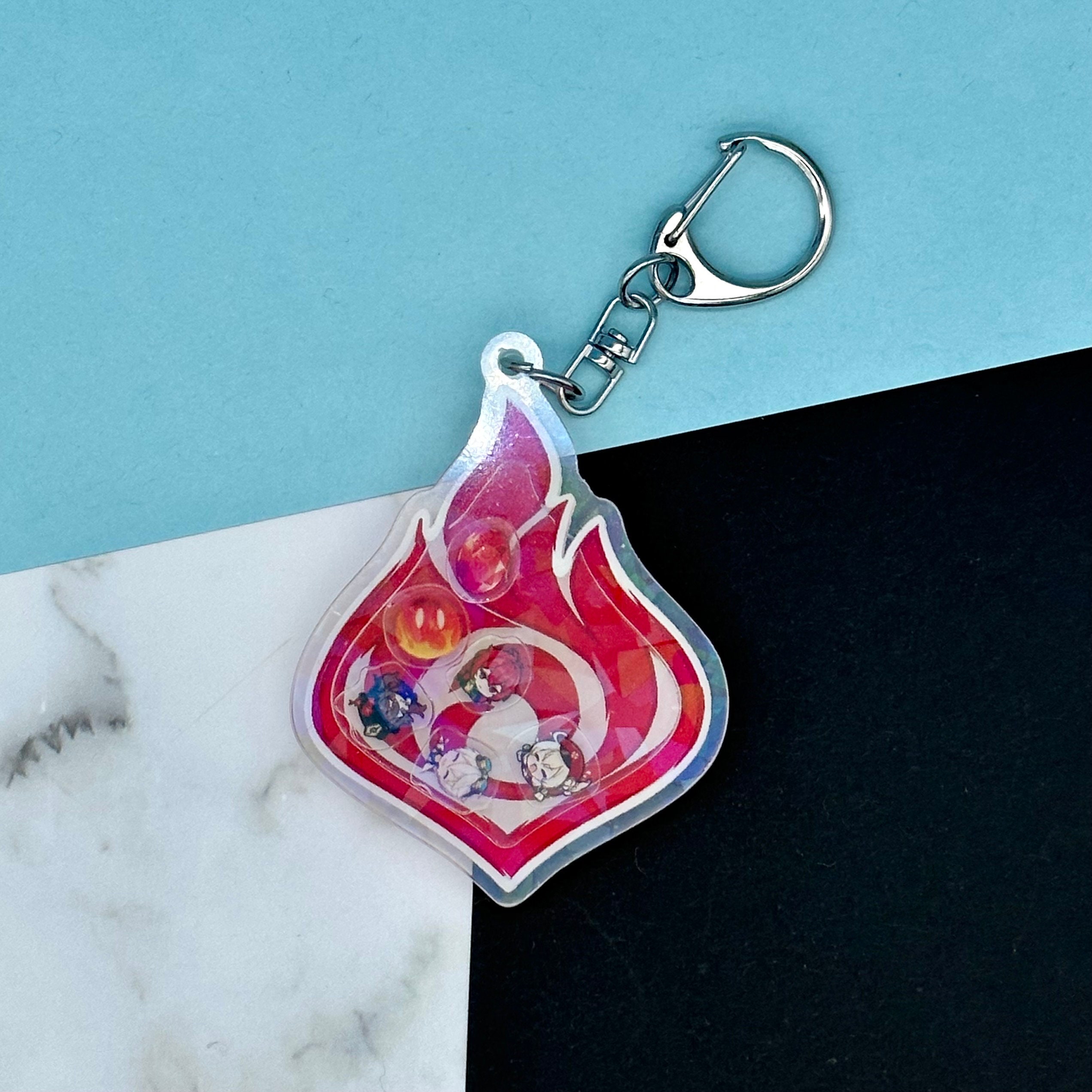 Genshin Impact Inspired Pyro Acrylic Shaker Keychain - Etsy