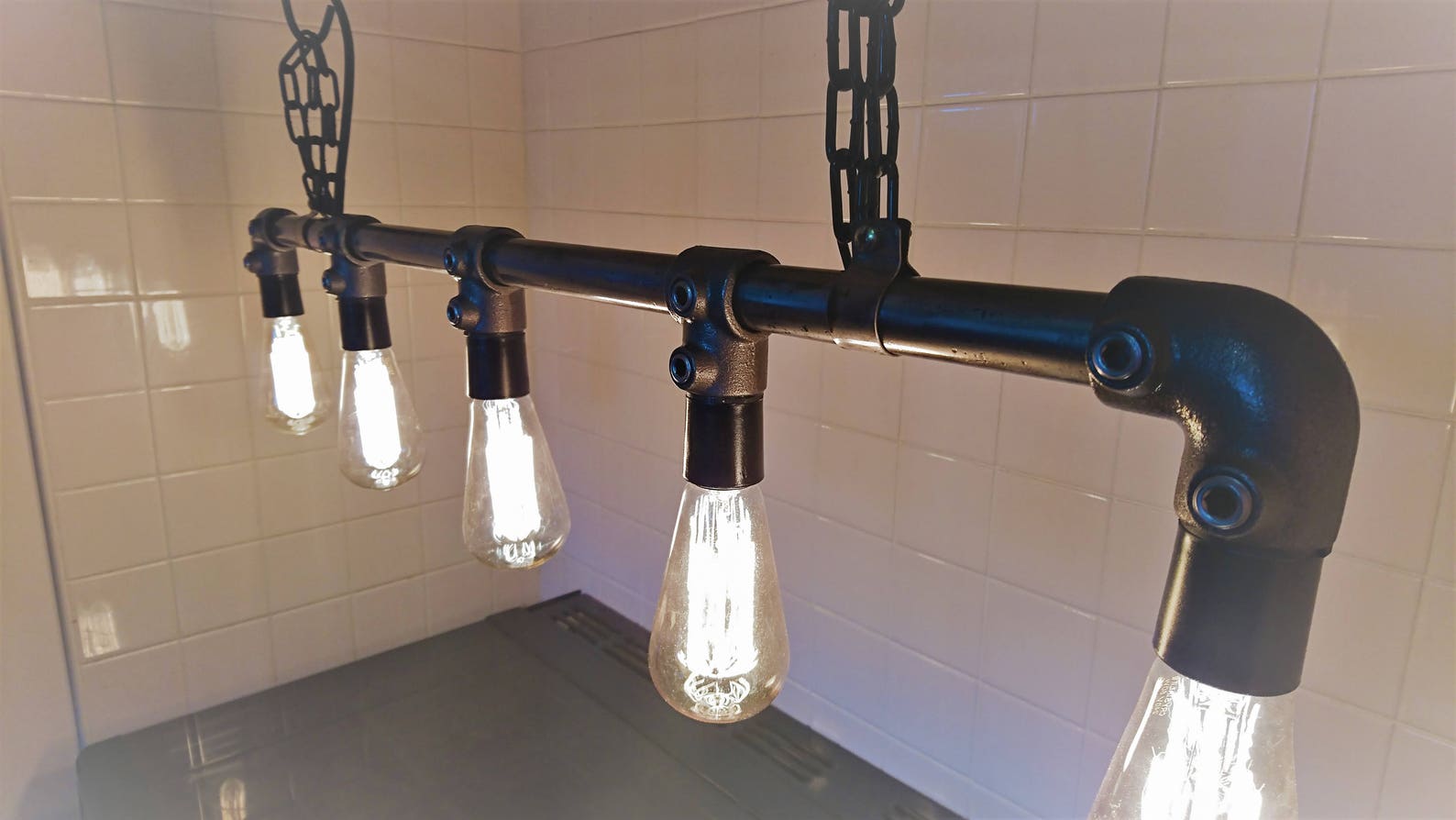 Industrial Steel Pipe Light Chandelier, Vintage, Farmhouse, Country ...