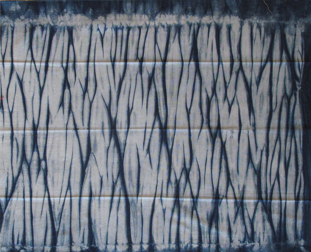 Hand-dyed Indigo Arashi Shibori Recycled Cotton Navy Blue and - Etsy