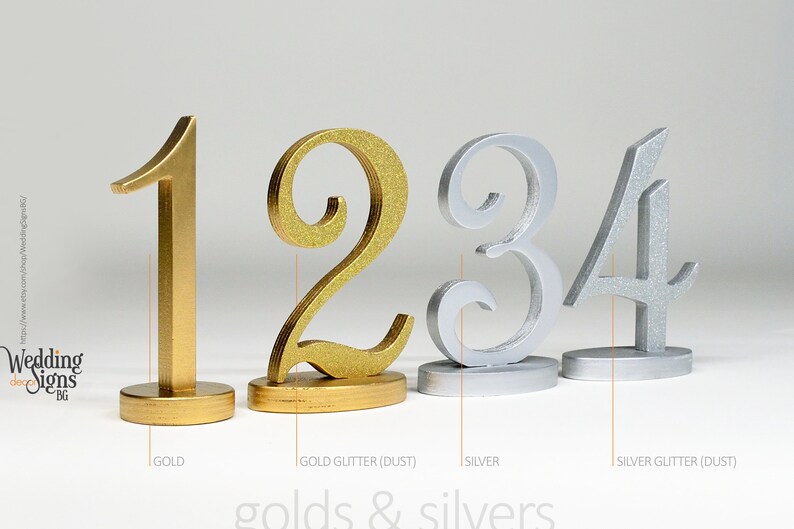 Gold Glitter Numbers Sparkling Glitter Wedding Numbers | Etsy