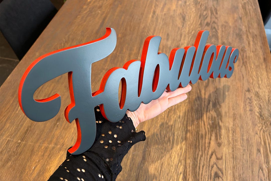 Fabulous Wood Sign, 2 Colored, Vanity Decor, Curved Wall Sign, Script ...