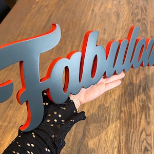 Fabulous Wood Sign, 2 Colored, Vanity Decor, Curved Wall Sign, Script ...