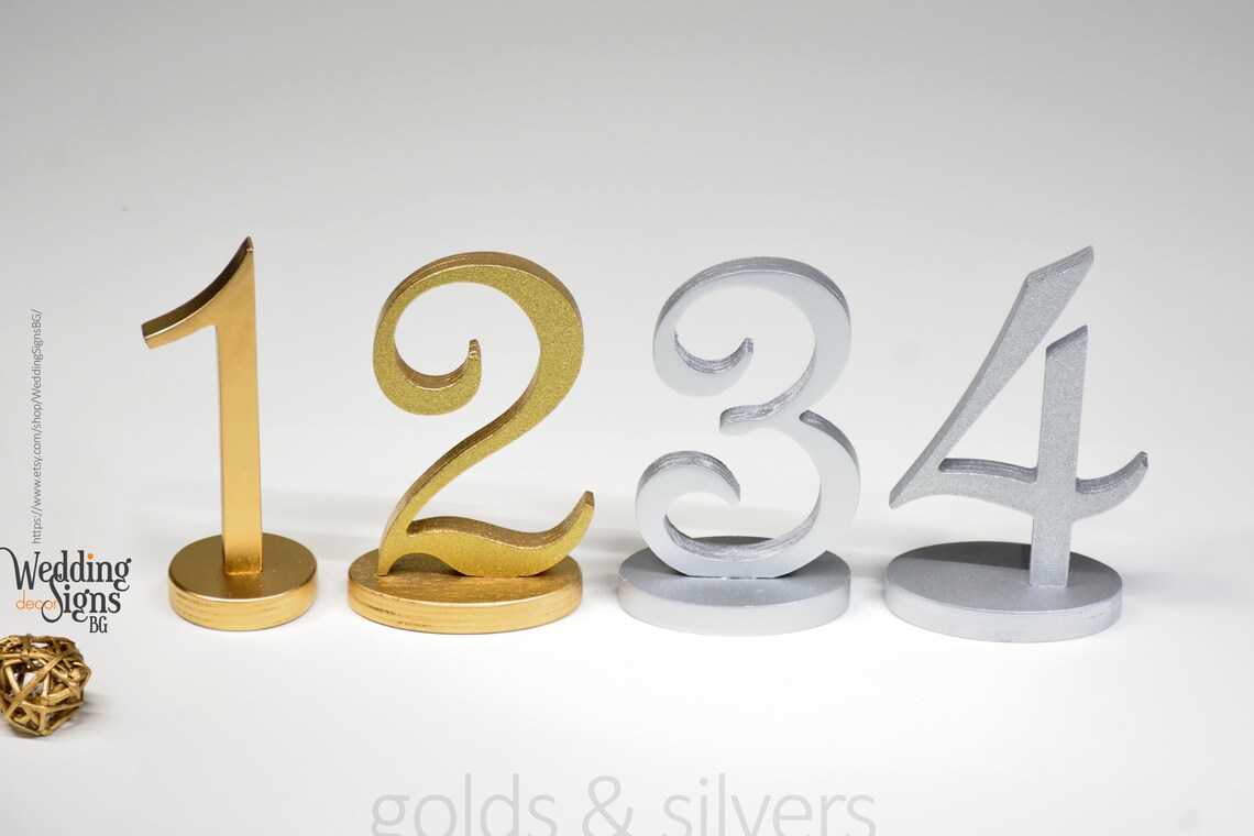 GOLD table numbers Silver table numbers Glitter numbers | Etsy