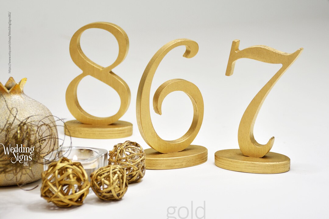 Gold Table Numbers | Wedding Table Numbers | Wood Numbers | 7 Font ...
