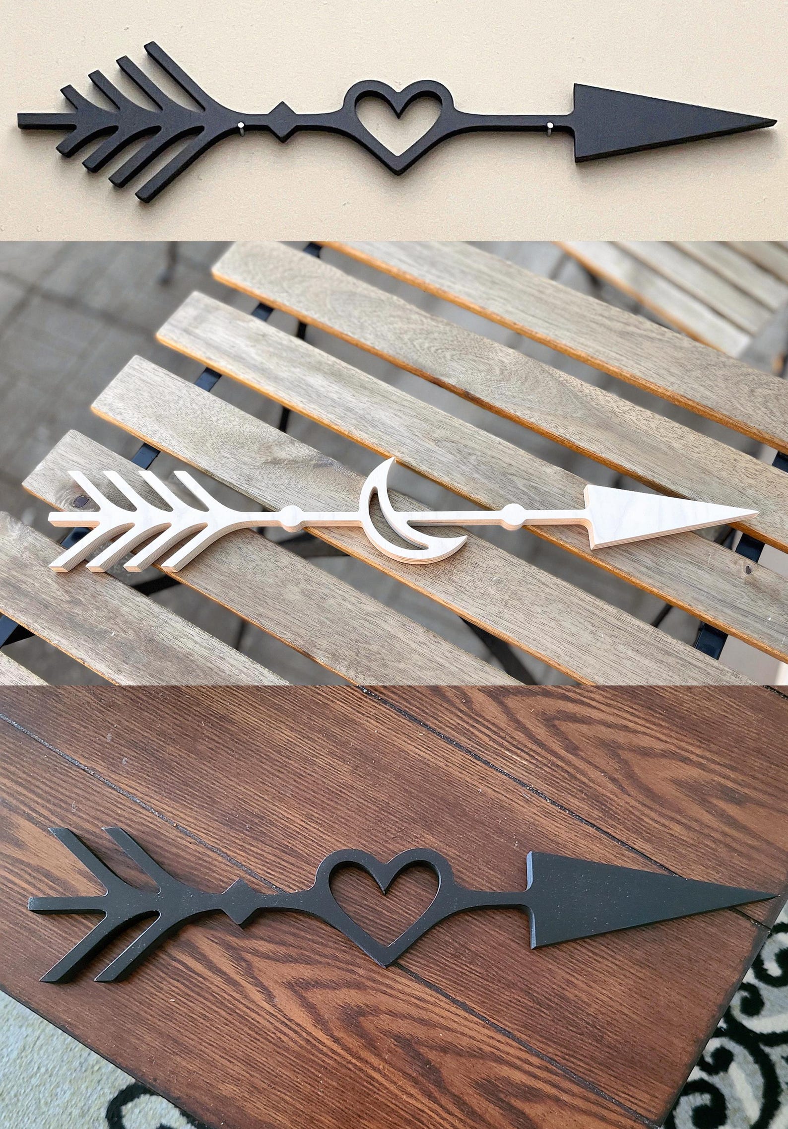 Arrow Wood Sign, Arrow Wall Decor, Arrow Wood Cutout, Arrow Heart, 33 ...