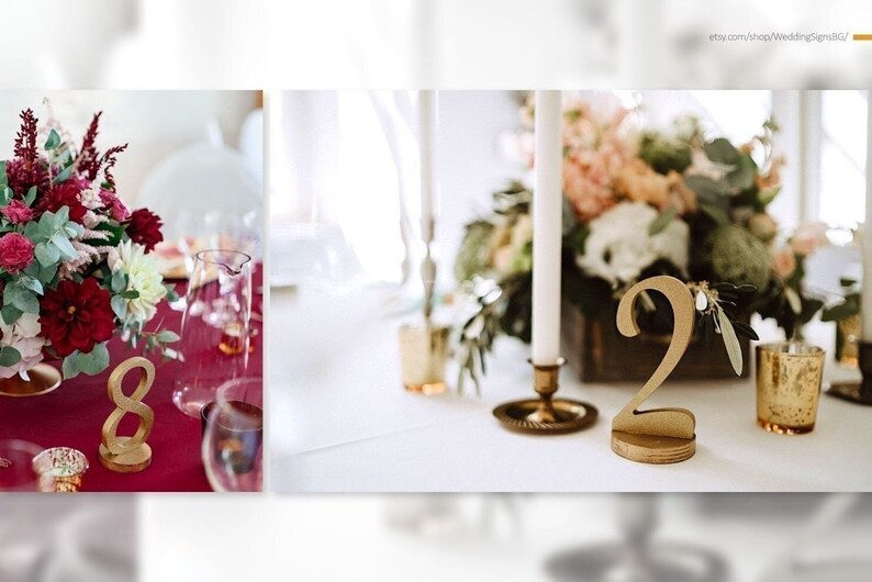 Gold Glitter Wedding Table Numbers | Freestanding Plywood, 5.2" - Etsy
