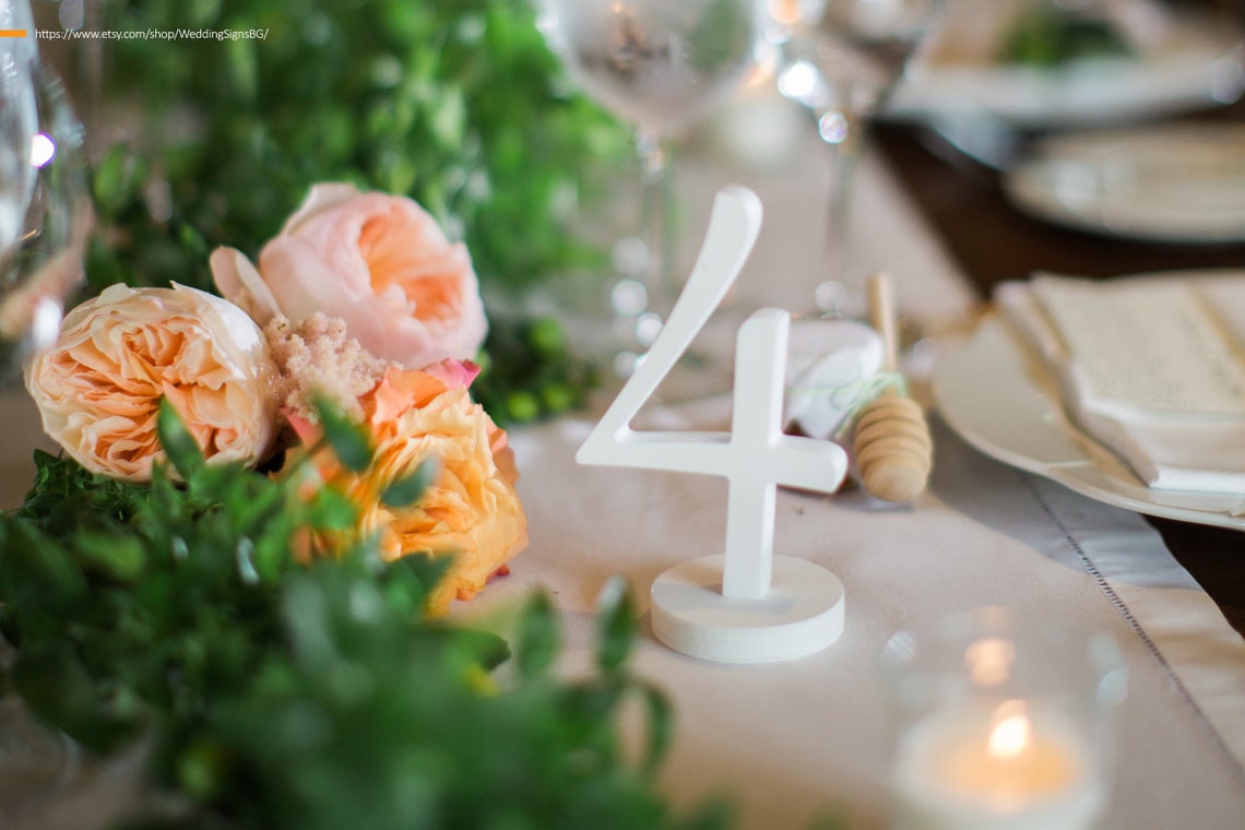 Painted Wood Table Numbers, Rustic Wedding Reception Decor - Etsy