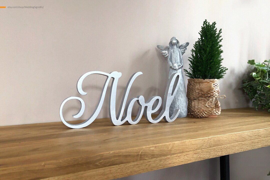 Silver Christmas Decor, Wooden Noel Sign, Christmas Signs, Noel ...