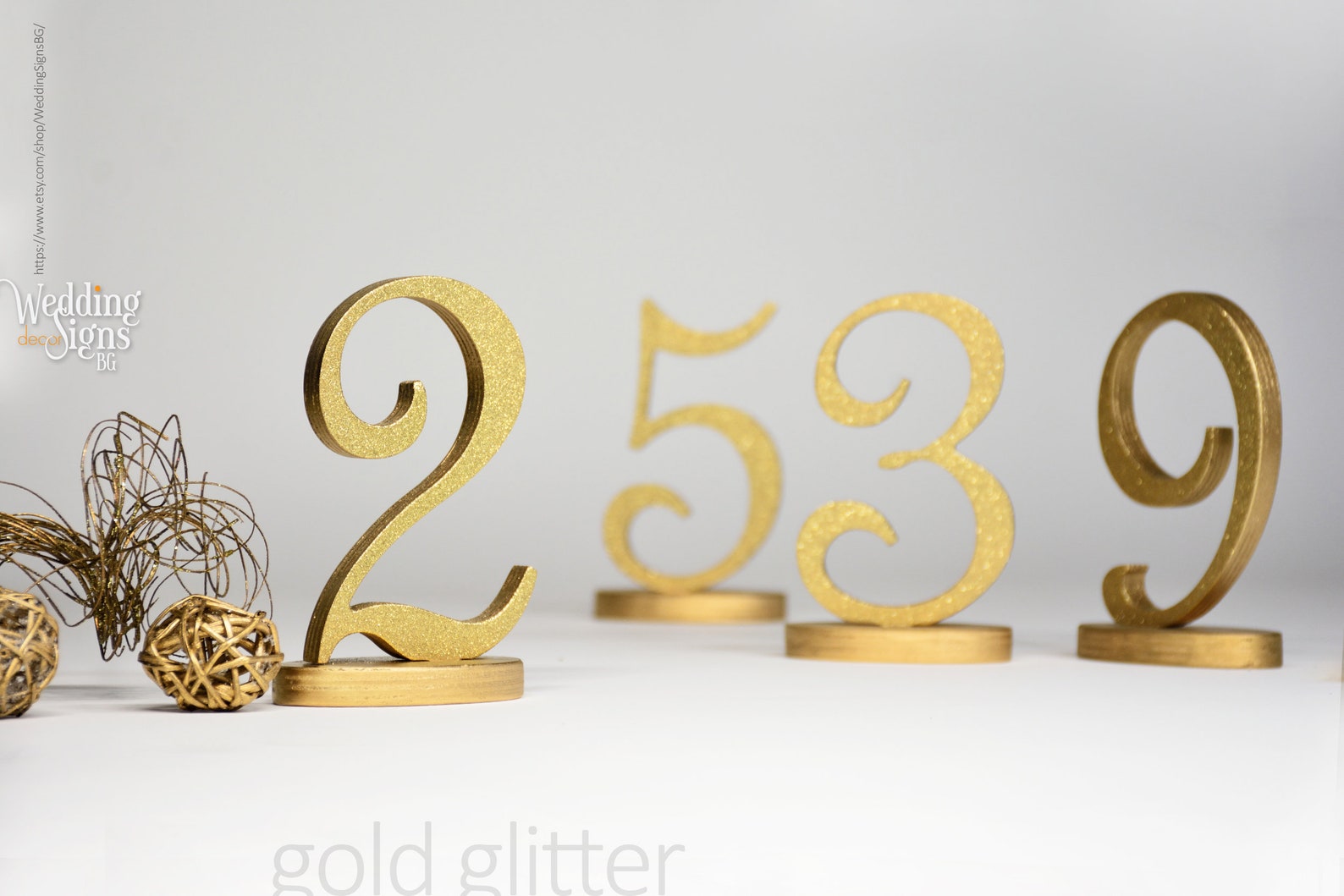 Gold Glitter Numbers Sparkling Glitter Wedding Numbers | Etsy
