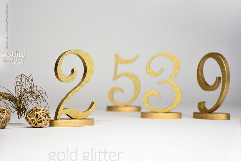 Gold Glitter Numbers Sparkling Glitter Wedding Numbers | Etsy