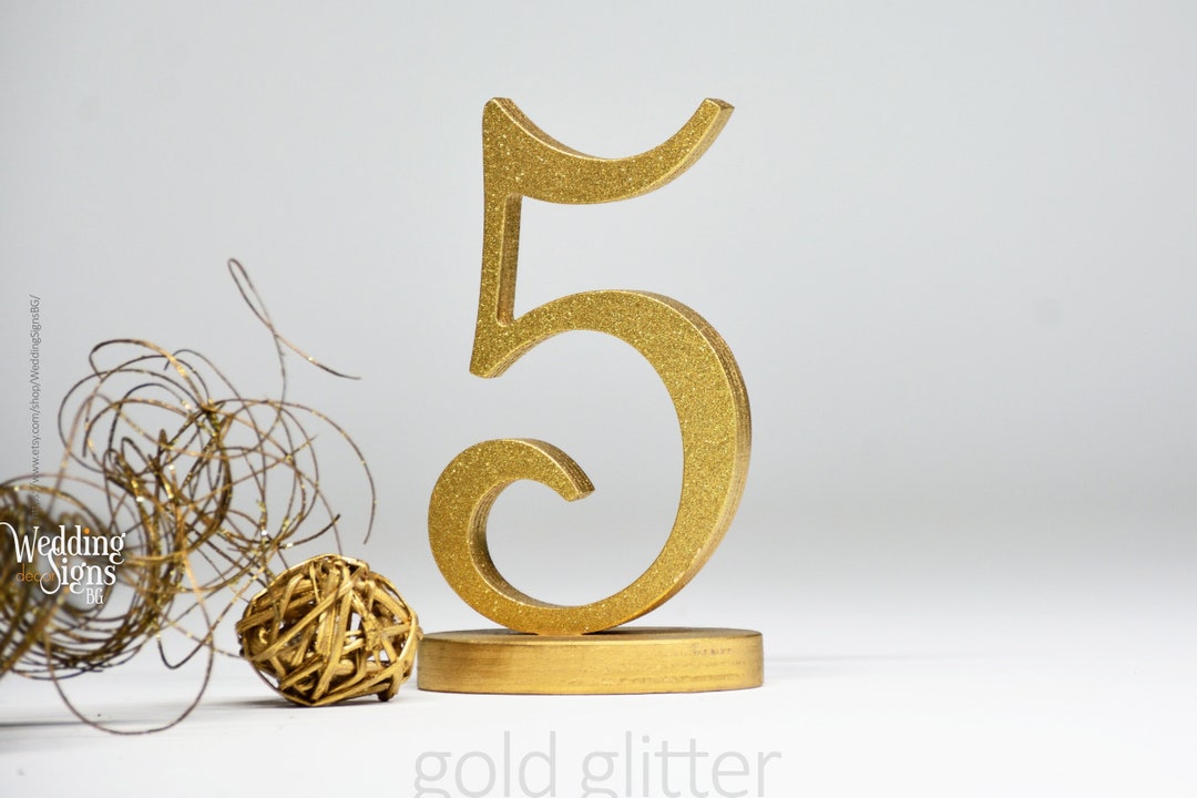 Gold Glitter Numbers | Sparkling Glitter Wedding Numbers | Wedding ...