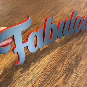 Fabulous Wood Sign, 2 Colored, Vanity Decor, Curved Wall Sign, Script ...