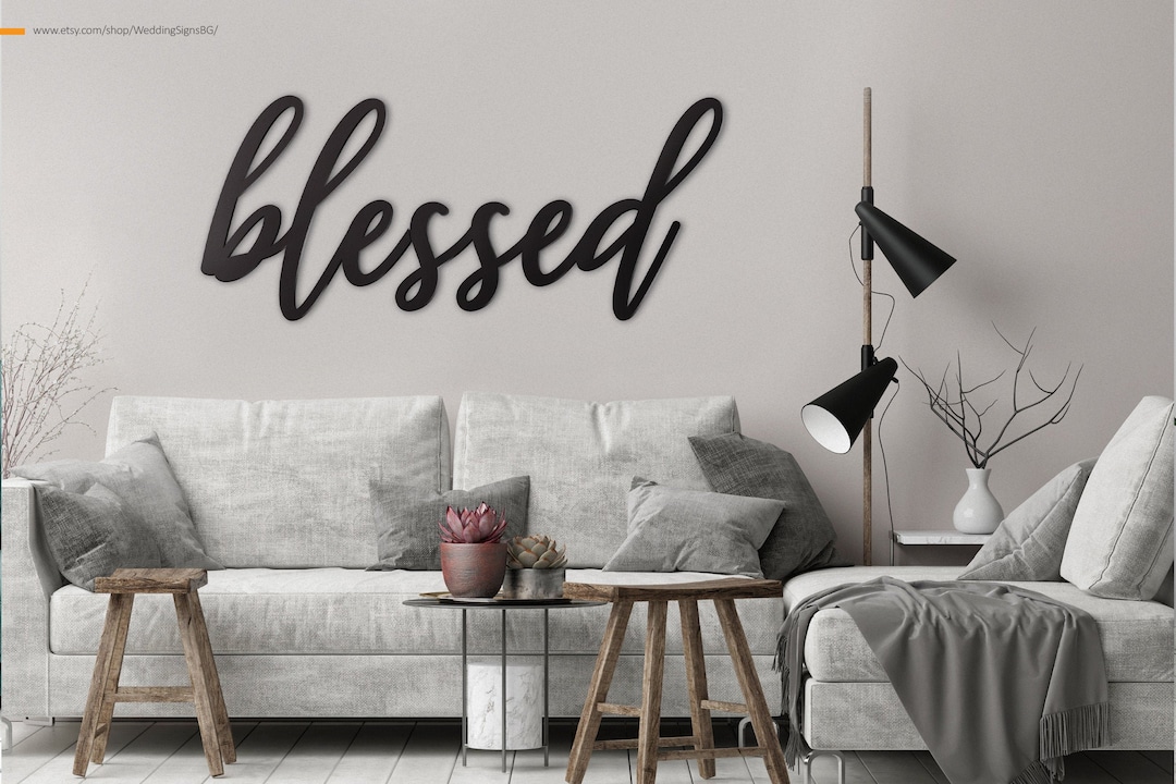 Blessed Wood Sign, Blessed Sign Decor Art, Farmhouse Wall Sign ...