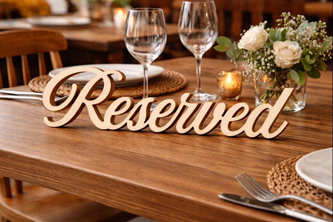 Reserved Table Sign for Restaurants | Freestanding Wooden Reserved Sign ...