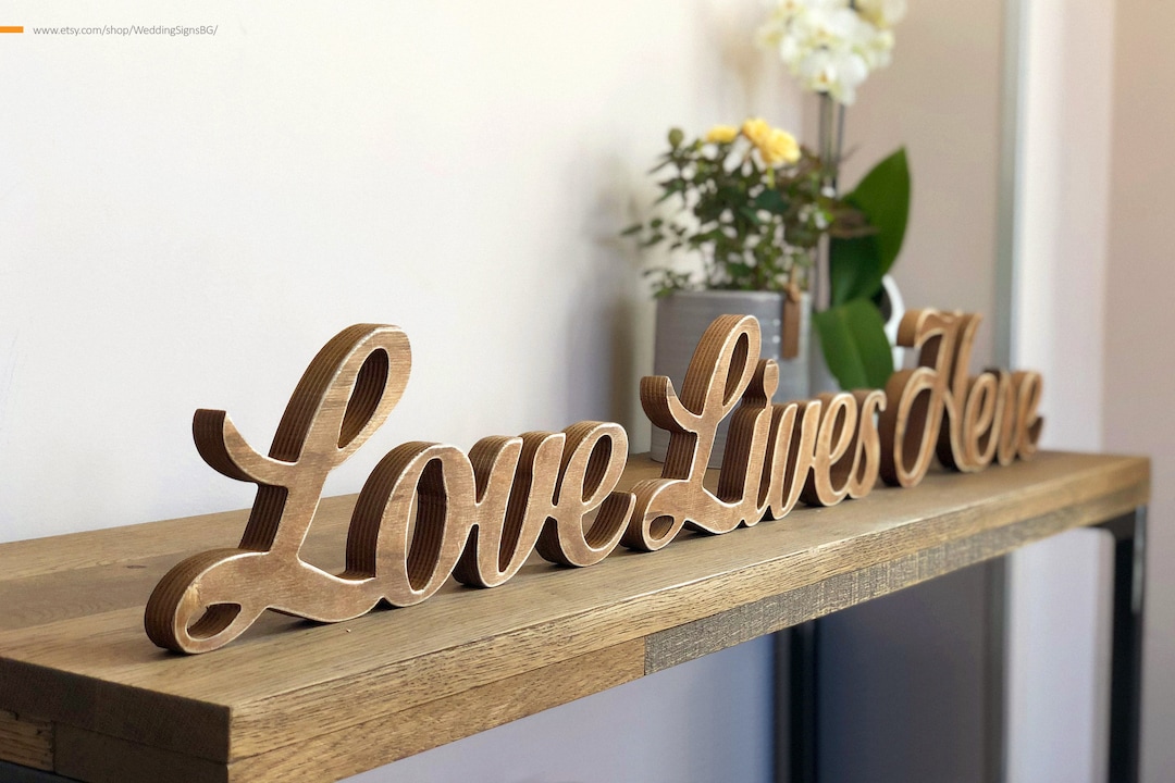Mantel Decor Sign | Self Standing Wood Signs | Love Lives Here | Shabby ...