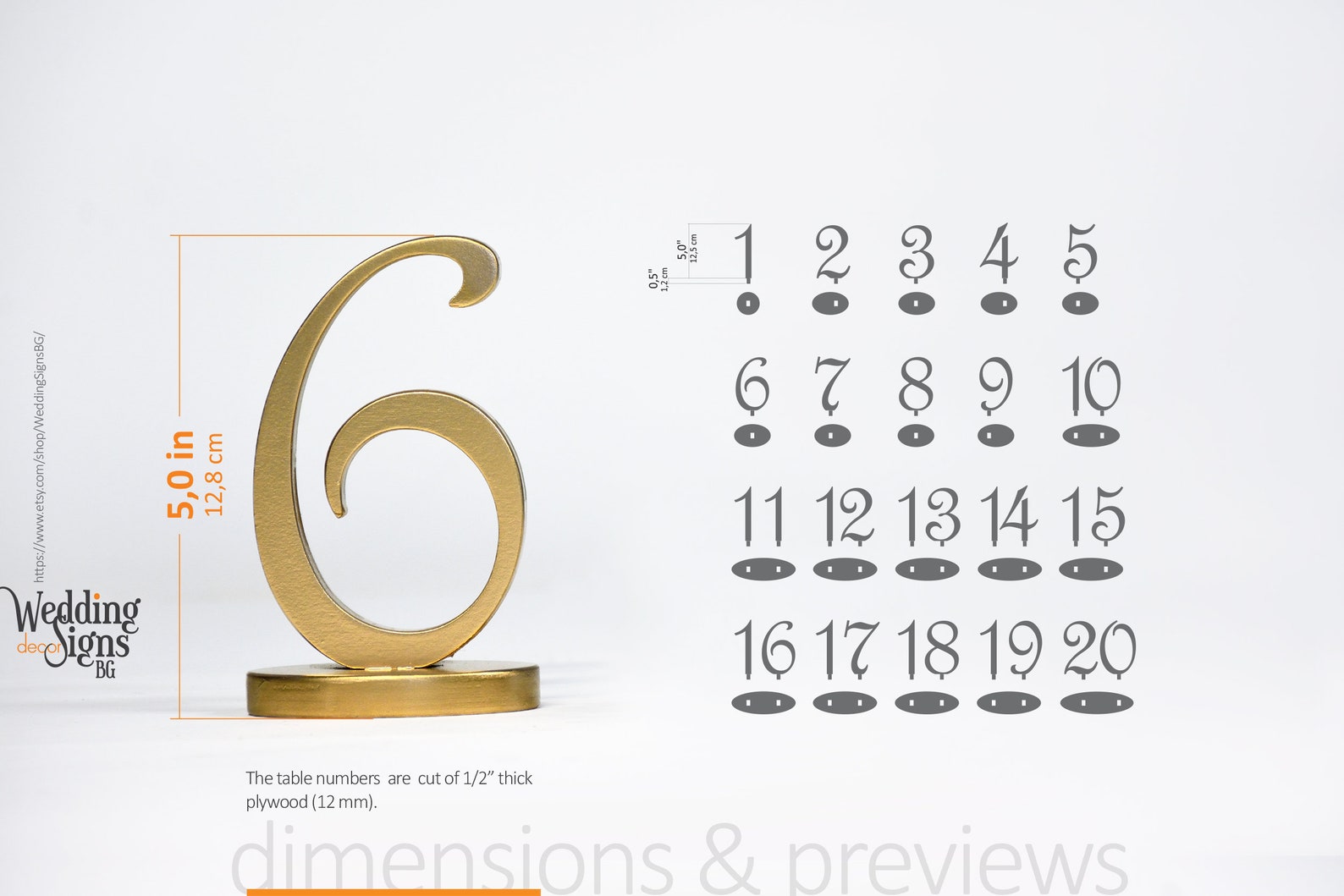 Table Numbers and Base, Self Standing Numbers, Table Centerpieces ...