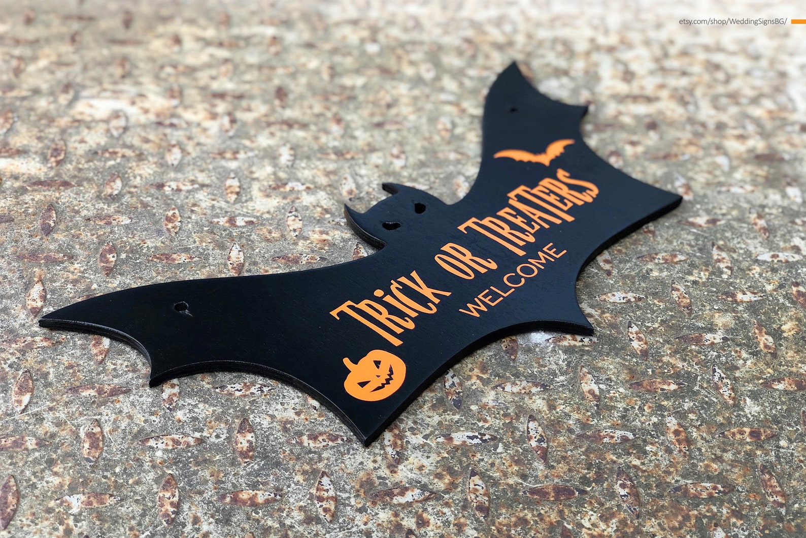 Bat Sign Halloween Decor Custom Wood Sign Halloween - Etsy